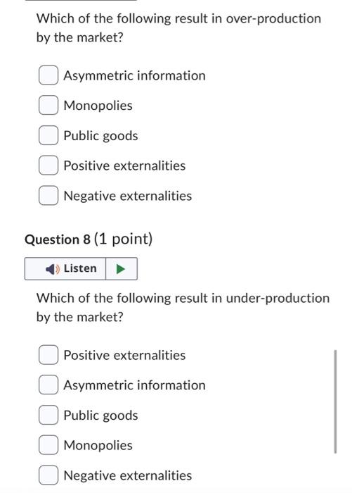 Solved Which of the following result in over-production by | Chegg.com