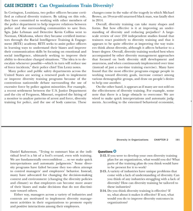 Solved CASE INCIDENT 1 Can Organizations Train Diversity? In | Chegg.com