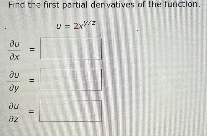 Solved Find the first partial derivatives of the function. | Chegg.com