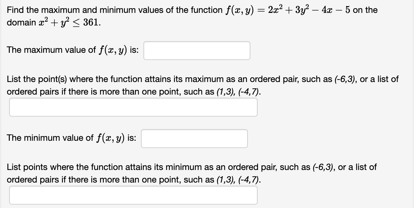 Solved Find the maximum and minimum values of the function | Chegg.com