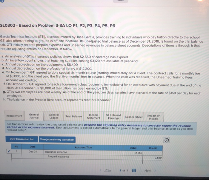 Solved GLO302 - Based on Problem 3-3A LO P1, P2, P3, P4, | Chegg.com