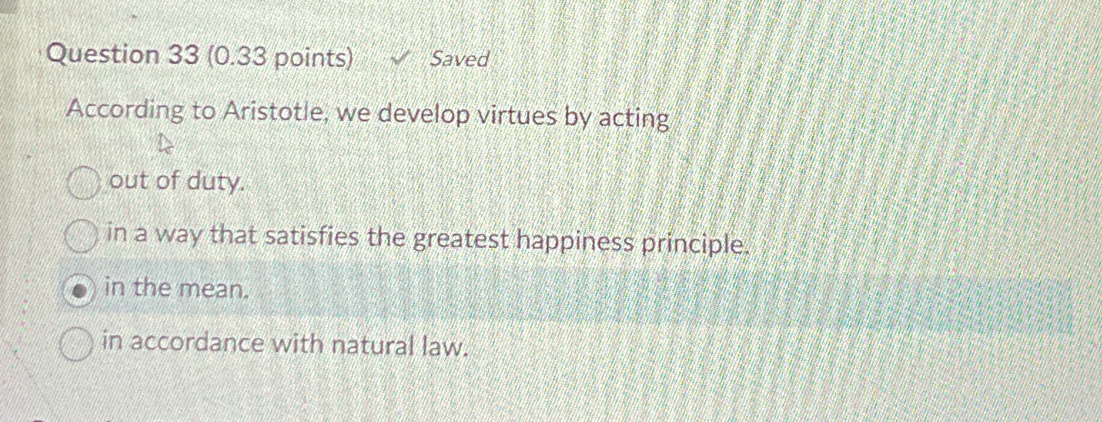 Solved Question 33 ( 0.33 ﻿points)SavedAccording to | Chegg.com
