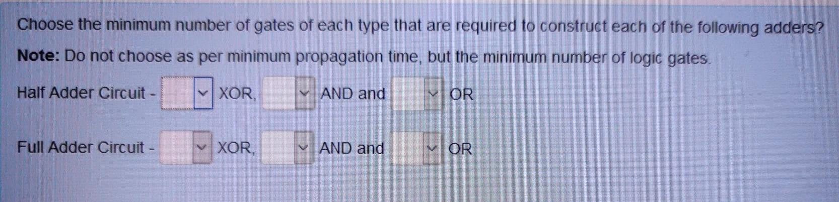 Solved Choose the minimum number of gates of each type that | Chegg.com