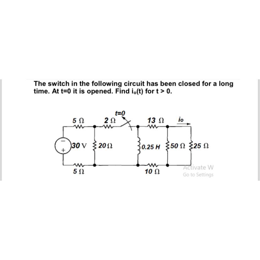 Solved The switch in the following circuit has been closed | Chegg.com