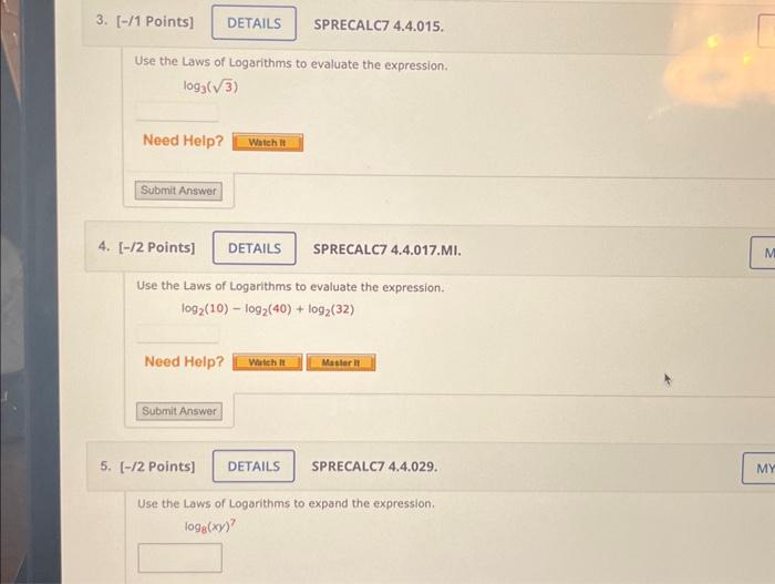 Solved Use the Laws of Logarithms to evaluate the | Chegg.com