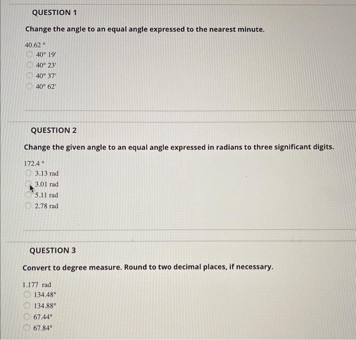 Solved Change the angle to an equal angle expressed to the | Chegg.com