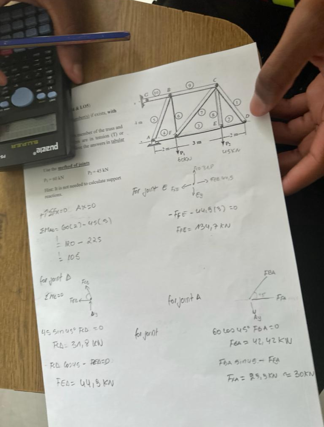 Solved h1-+0N,B2=45kNHereris sart noeded wo calolite | Chegg.com