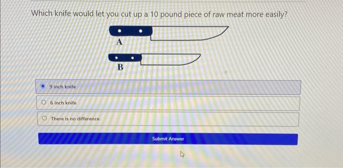 Solved Which knife would let you cut up a 10 pound piece of | Chegg.com