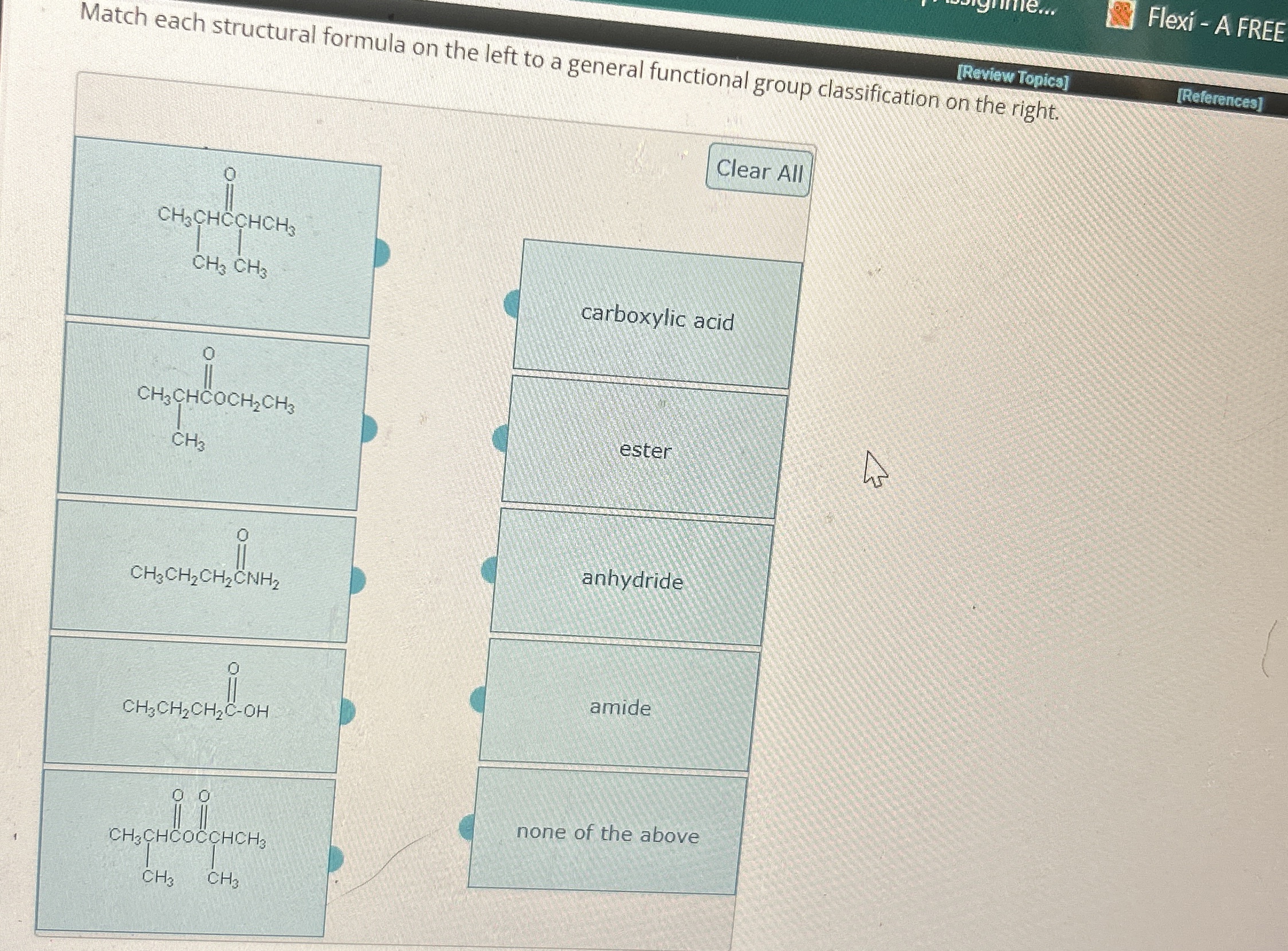Solved [Roview Topics]Match each structural formula on the | Chegg.com