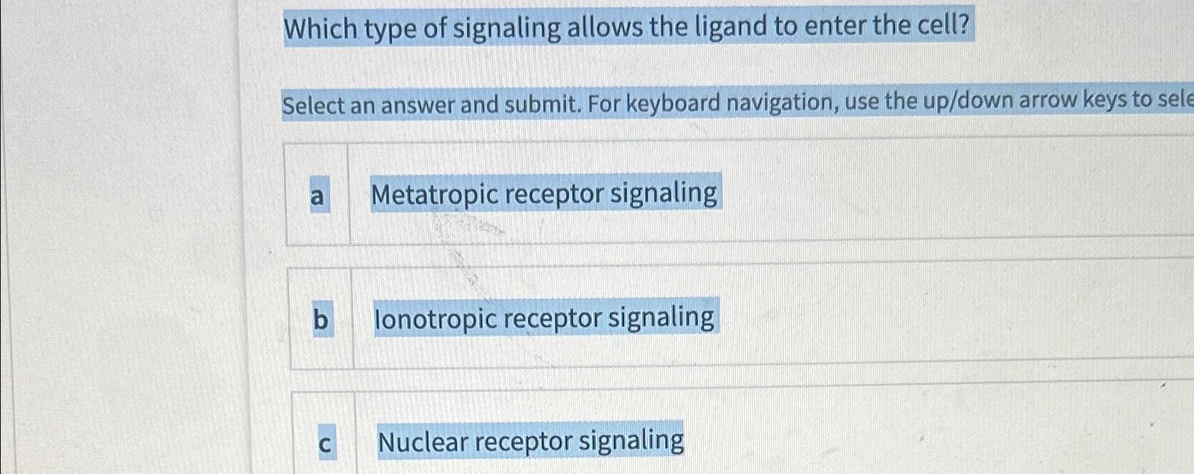 Solved Which type of signaling allows the ligand to enter | Chegg.com