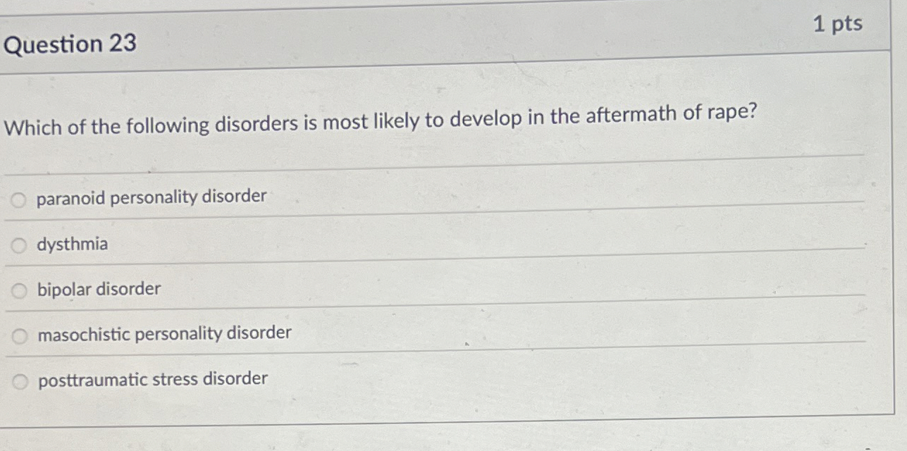 Solved Question 231 ﻿ptsWhich of the following disorders is | Chegg.com