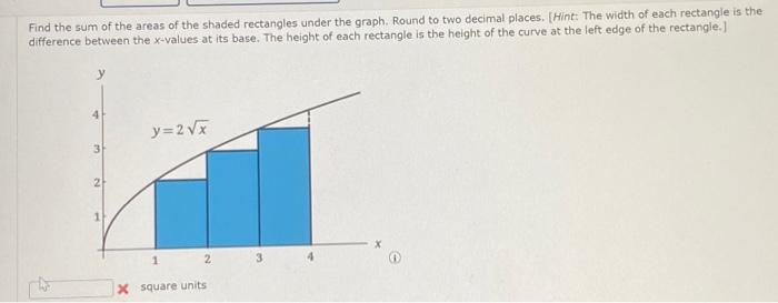 Solved Find the sum of the areas of the shaded rectangles | Chegg.com