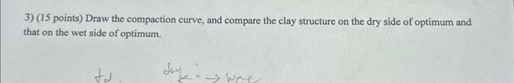 Solved (15 ﻿points) ﻿Draw the compaction curve, and compare | Chegg.com