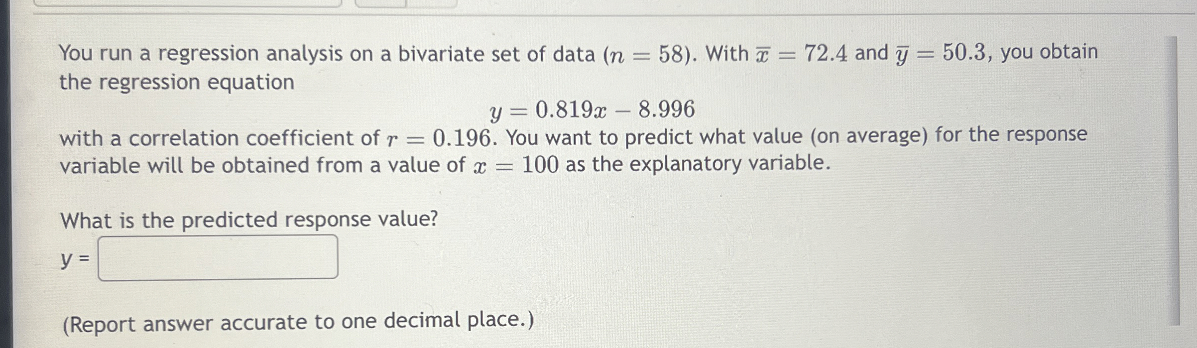 Solved You run a regression analysis on a bivariate set of | Chegg.com