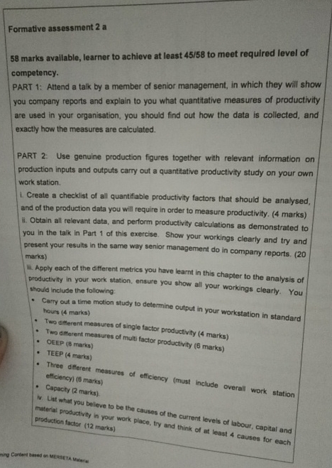 Solved Formative assessment 2 ﻿a58 ﻿marks available, learner | Chegg.com