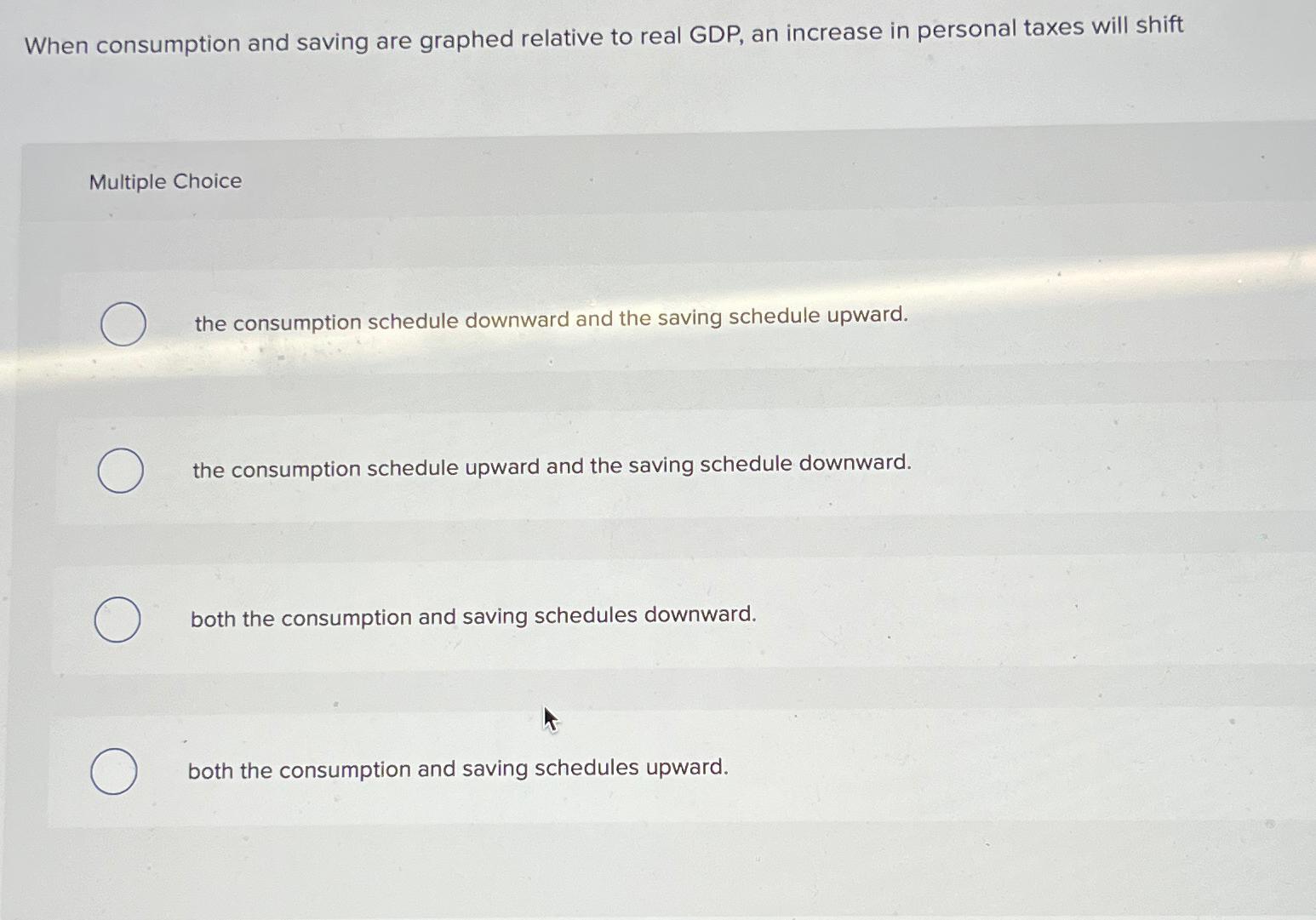 Solved When consumption and saving are graphed relative to | Chegg.com