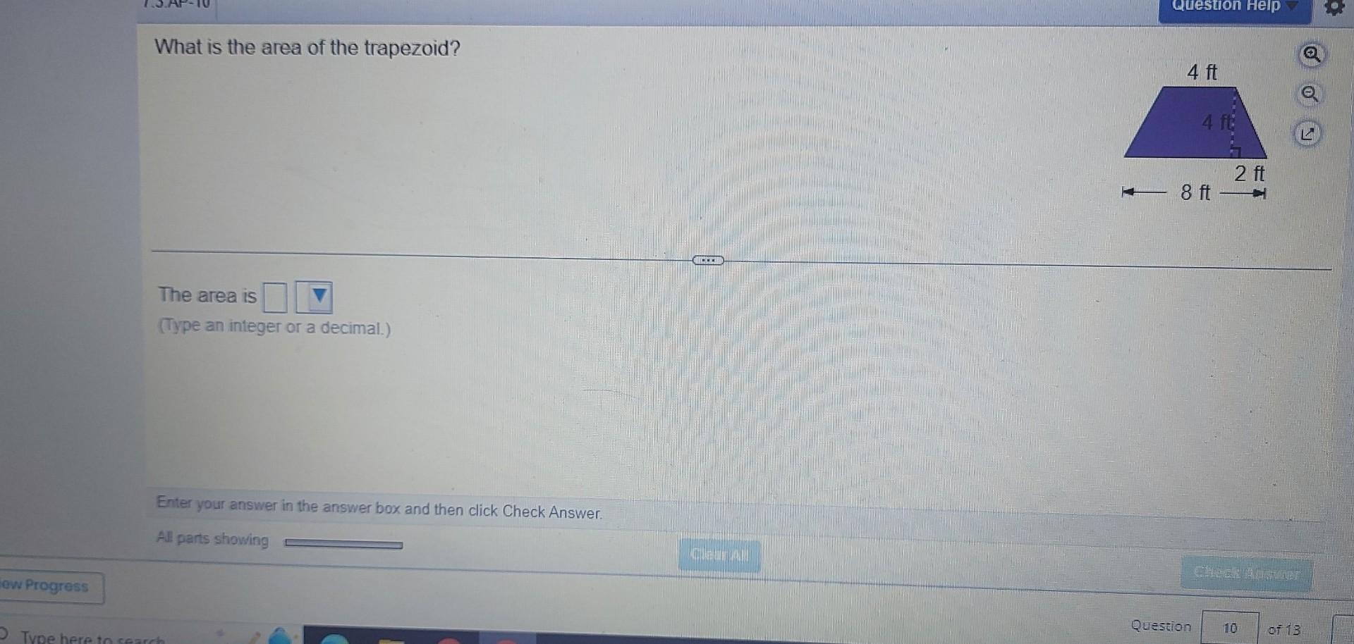 Solved What is the area of the trapezoid? The area is (Type | Chegg.com