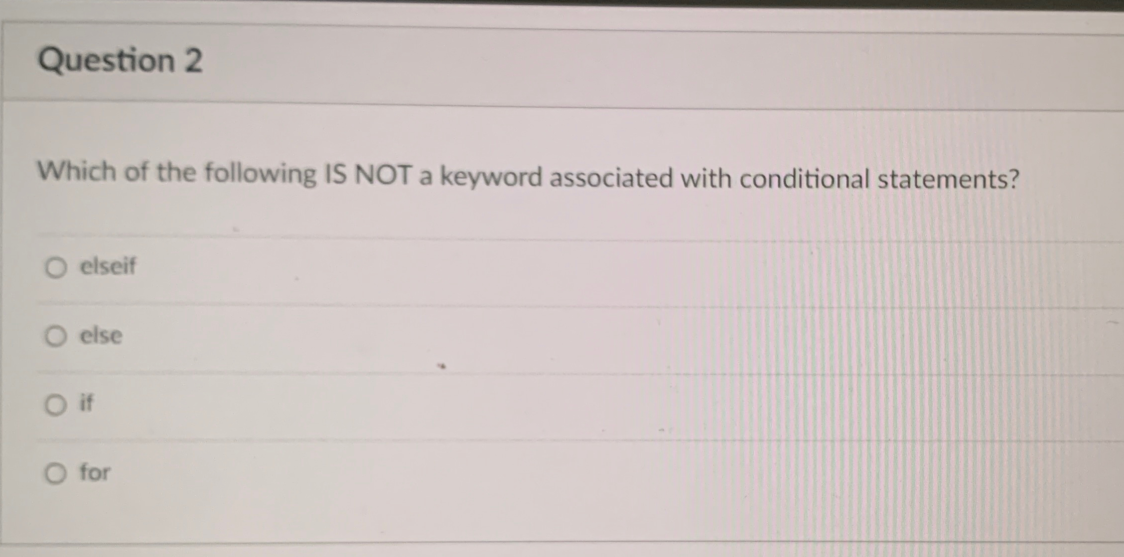 Solved Question 2Which of the following IS NOT a keyword | Chegg.com