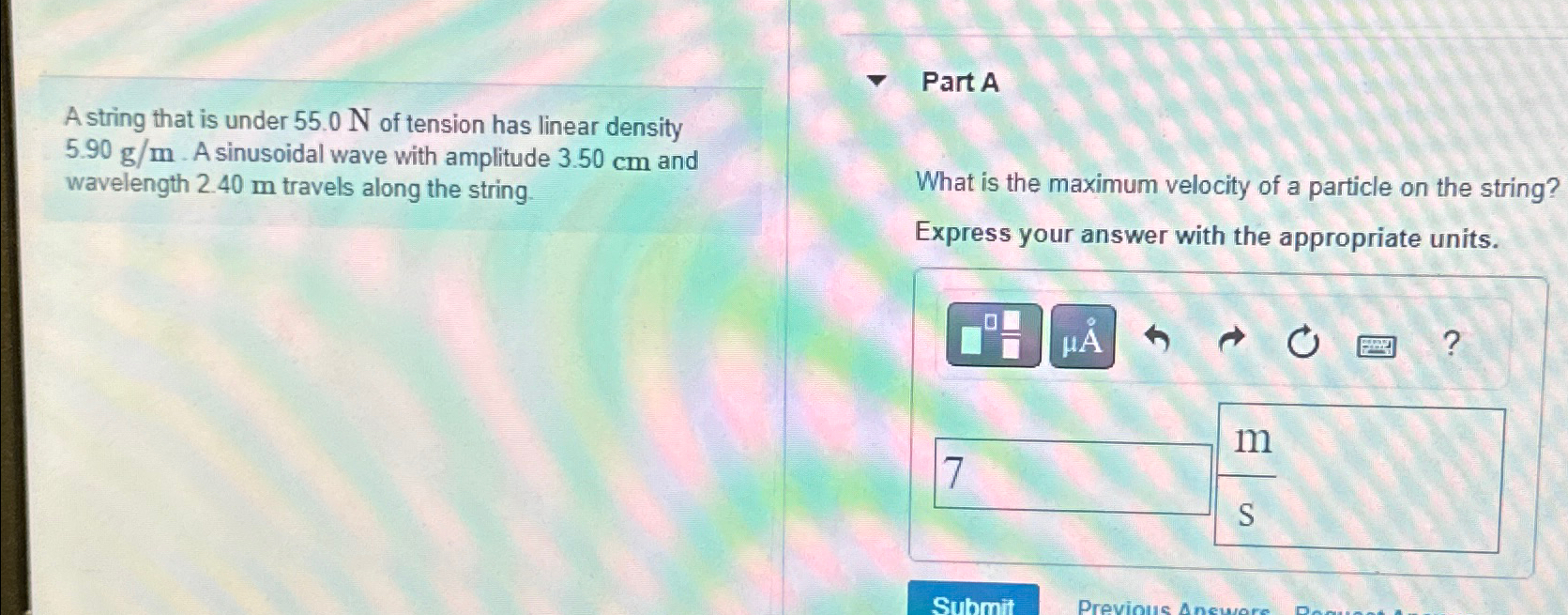 Solved A string that is under 55.0N ﻿of tension has linear | Chegg.com