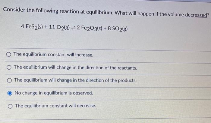 Solved Consider the following reaction at equilibrium. What | Chegg.com