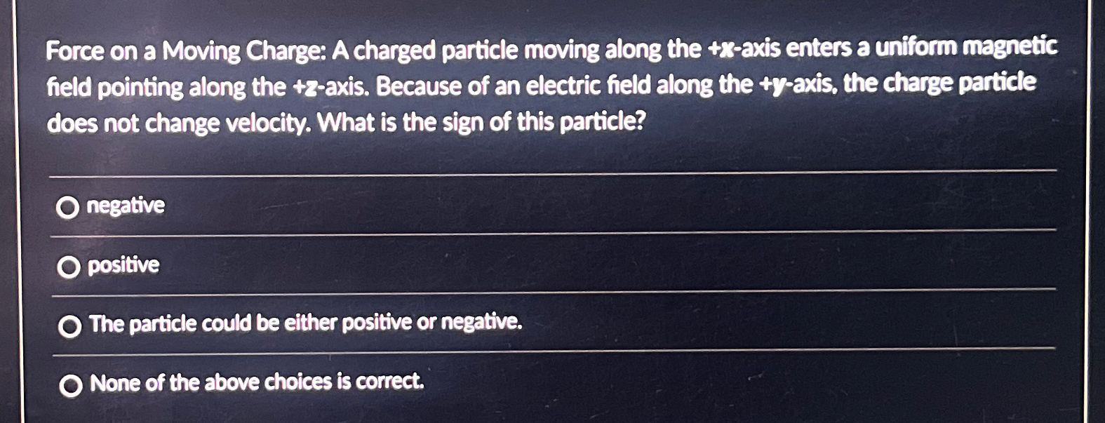 Solved Force on a Moving Charge: A charged particle moving | Chegg.com
