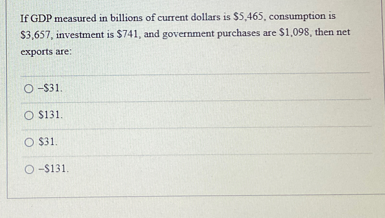 Solved If GDP measured in billions of current dollars is | Chegg.com