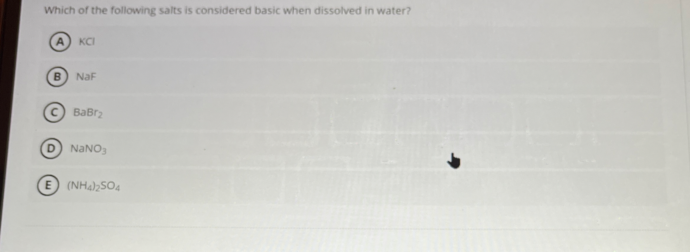Solved Which of the following salts is considered basic when | Chegg.com