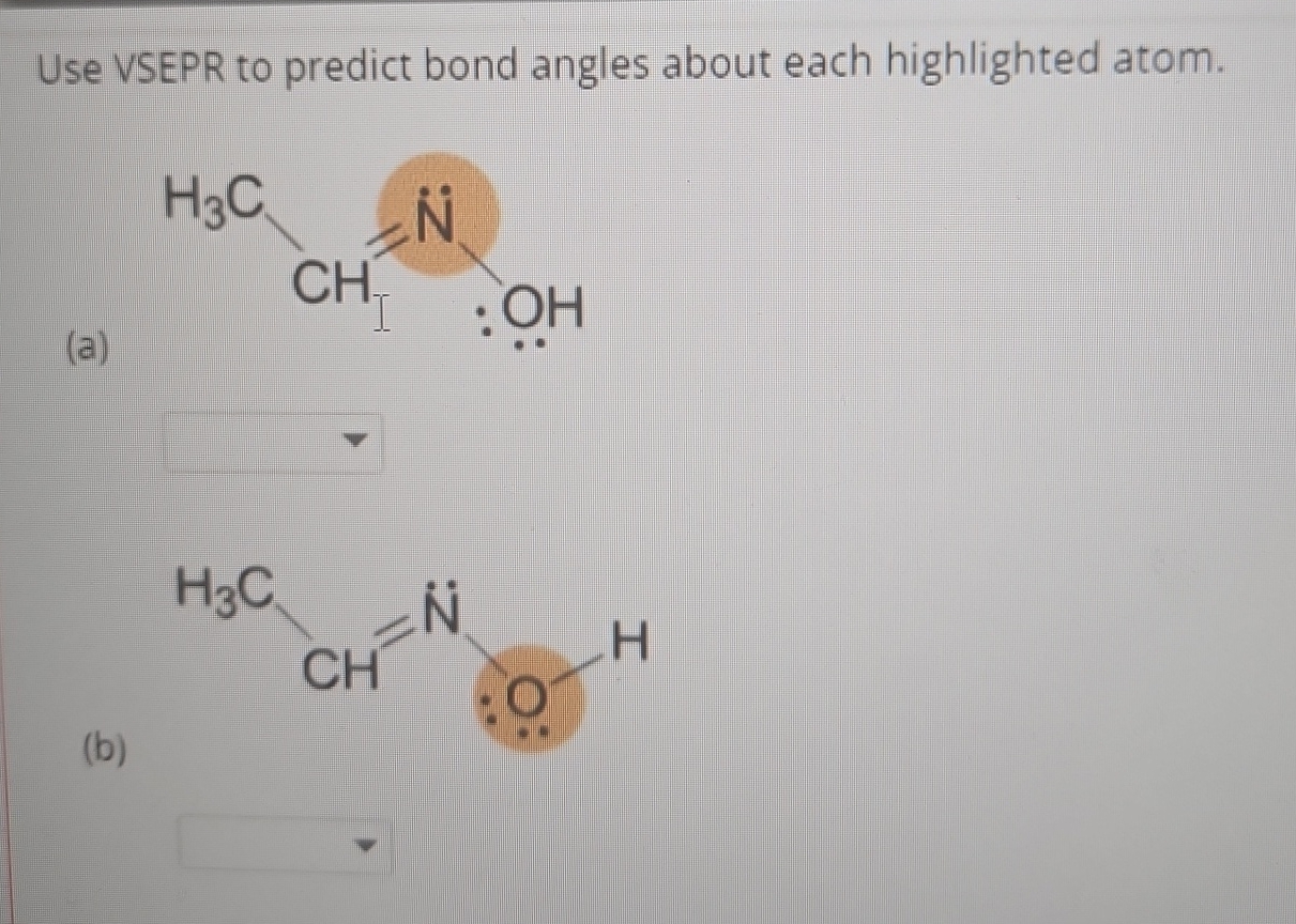 Solved Use VSEPR to predict bond angles about each | Chegg.com