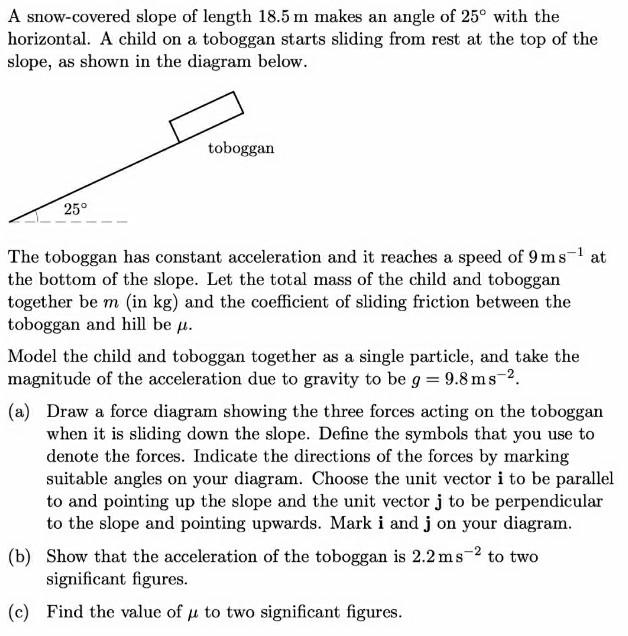 Solved A snow-covered slope of length 18.5 m makes an angle | Chegg.com