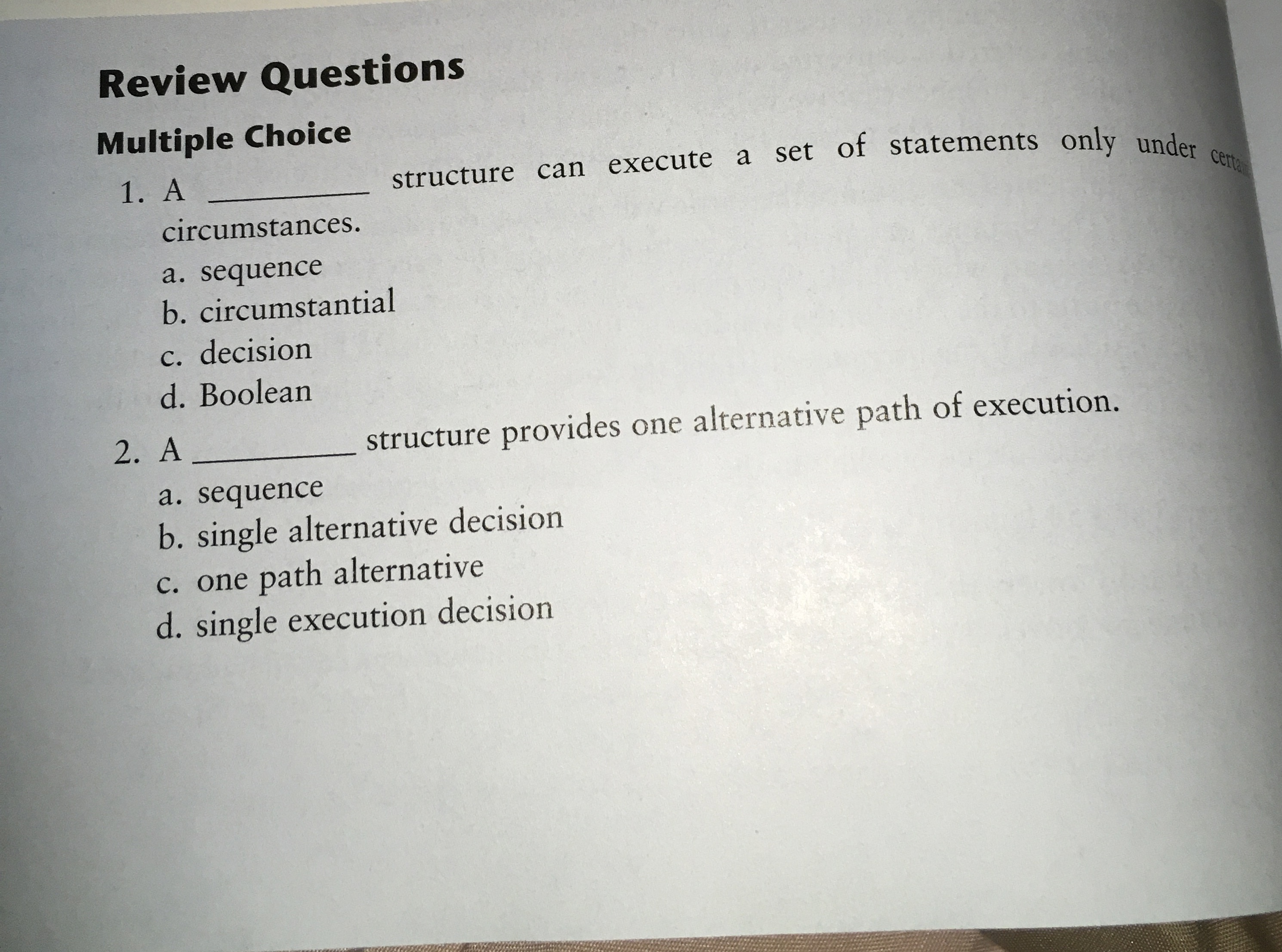 Solved Review QuestionsMultiple ChoiceA ﻿structure can | Chegg.com
