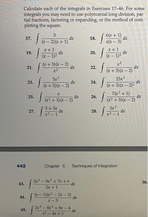 Solved Calculate each of the integrals in Exercises 17-46. | Chegg.com