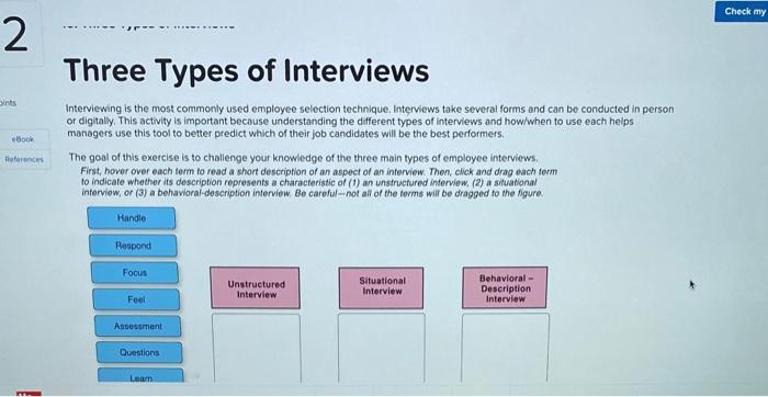 Solved Check my 2 Three Types of Interviews Sints | Chegg.com