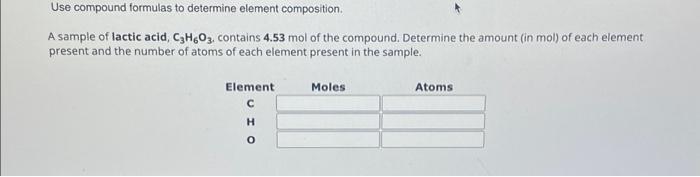Solved Use compound formulas to determine element | Chegg.com