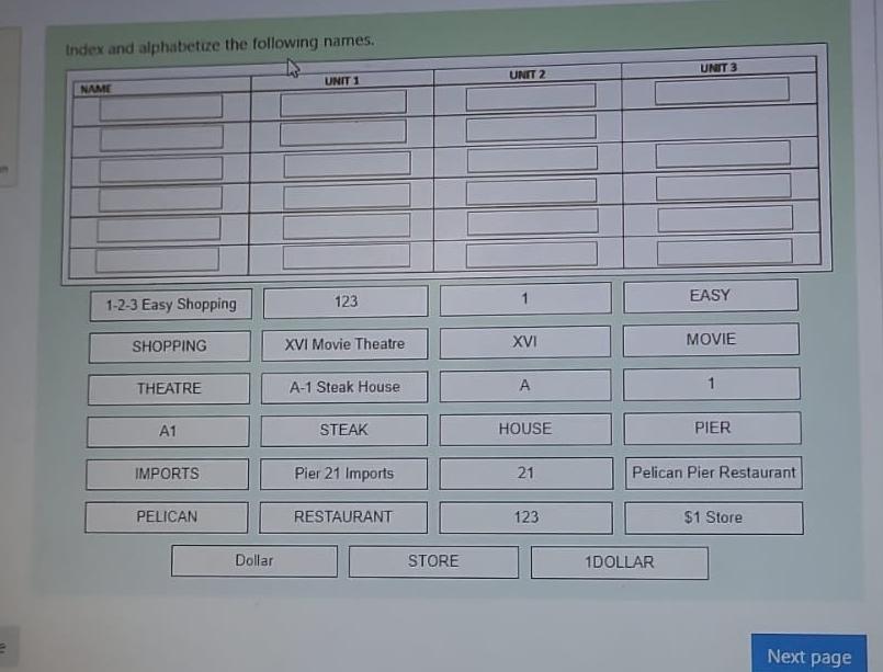 Solved Index and alphabetize the following | Chegg.com