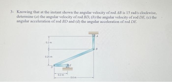 Solved Knowing that at the instant shown the angular | Chegg.com