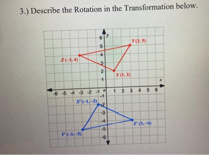 Solved 3.) Describe the Rotation in the Transformation | Chegg.com