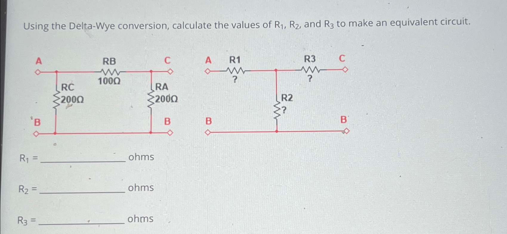 Solved Using the Delta-Wye conversion, calculate the values | Chegg.com