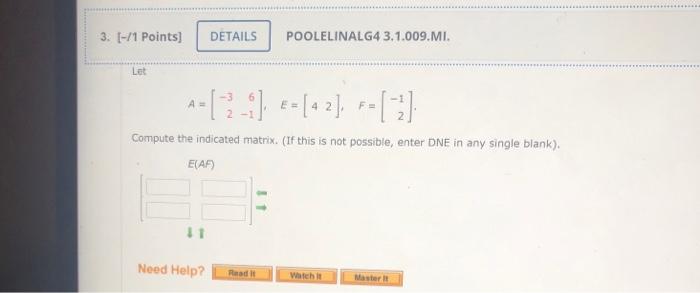 Solved 1. [0/1 Points] DETAILS PREVIOUS ANSWERS POOLELINALG4 | Chegg.com