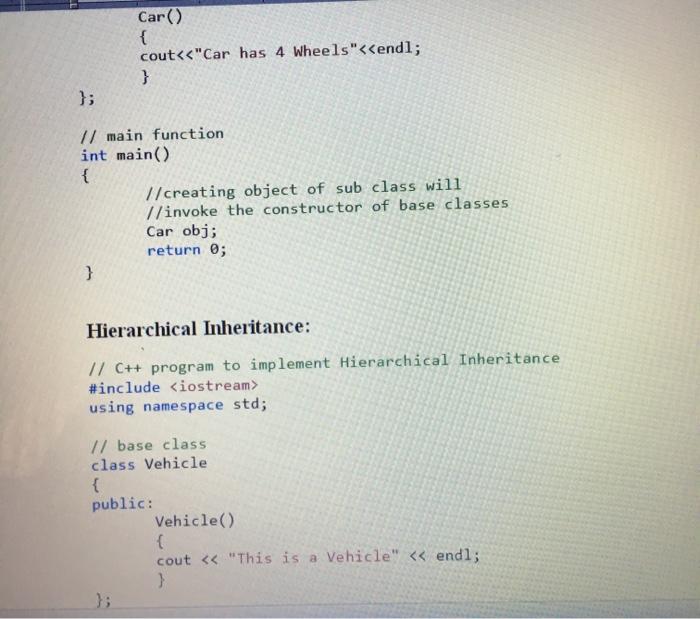 Single Inheritance: Class A (Base Class) (Base Class | Chegg.com