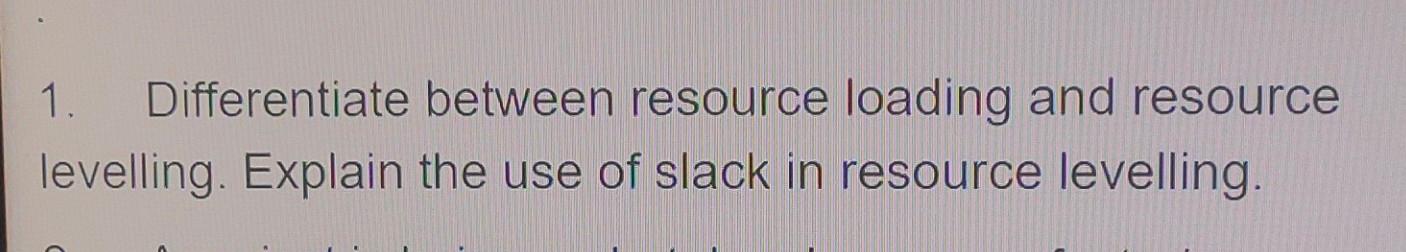 Solved 1. Differentiate between resource loading and | Chegg.com