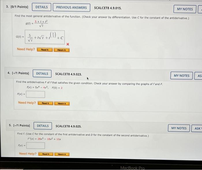Solved 3. (0/1 Points) DETAILS PREVIOUS ANSWERS SCALCET8 | Chegg.com