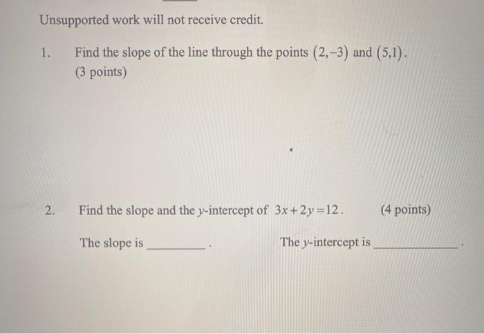 Solved Unsupported work will not receive credit. 1. Find the | Chegg.com