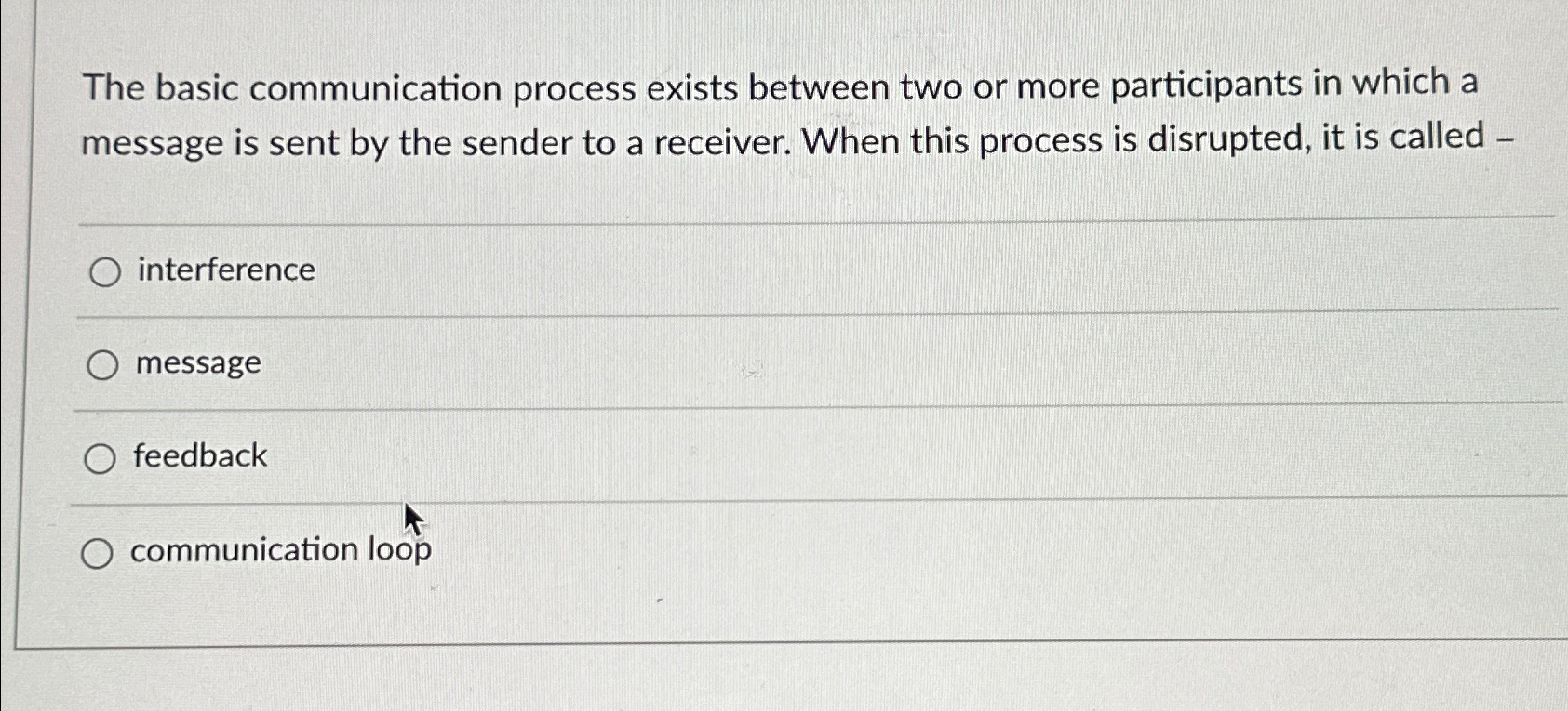 Solved The basic communication process exists between two or | Chegg.com