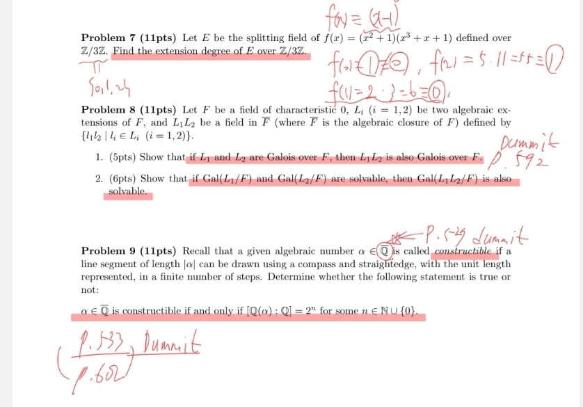 Solved Problem 7 (11pts) ﻿Let E ﻿be the splitting field of | Chegg.com