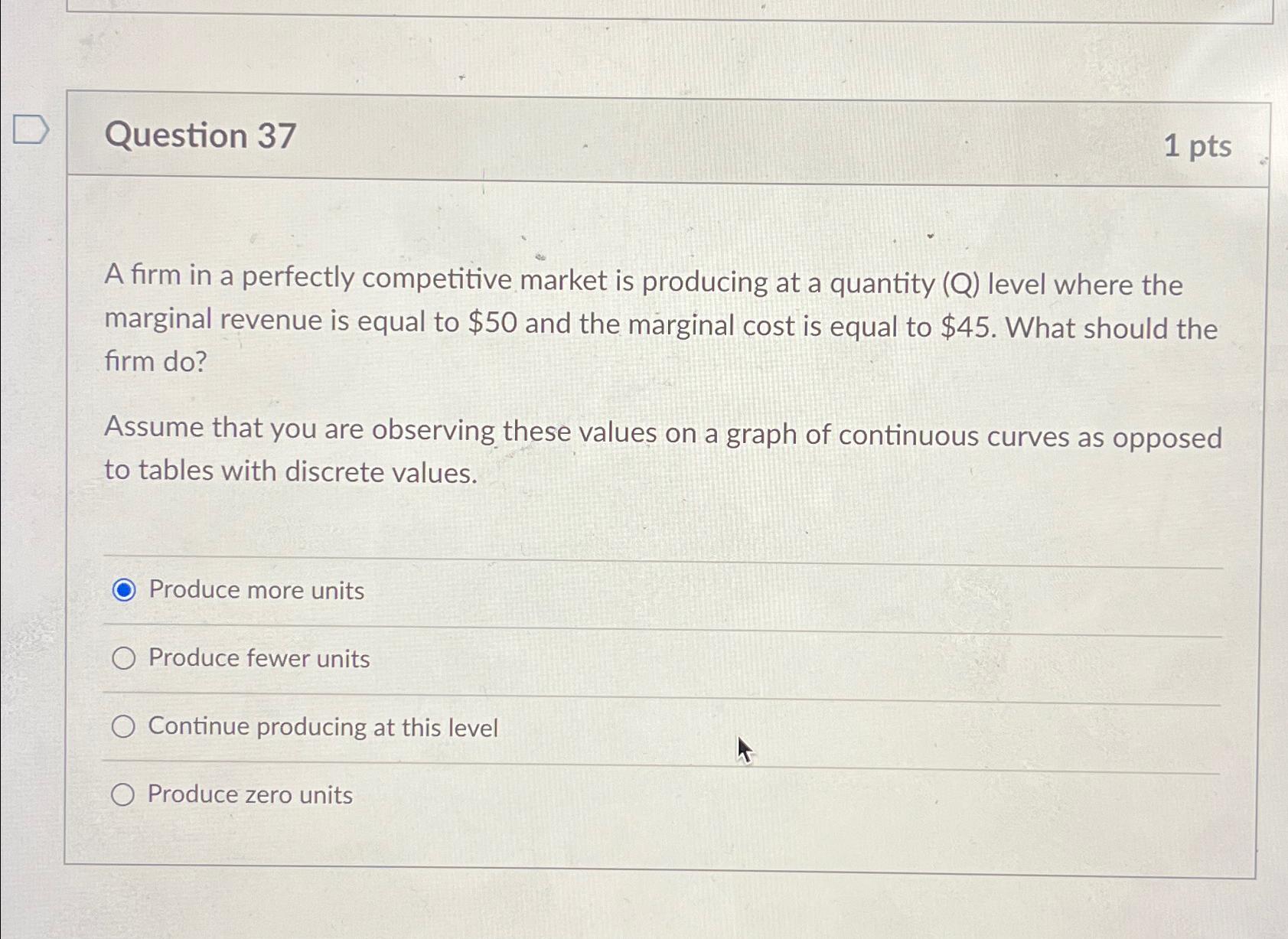 Solved Question 371 ﻿ptsA firm in a perfectly competitive | Chegg.com