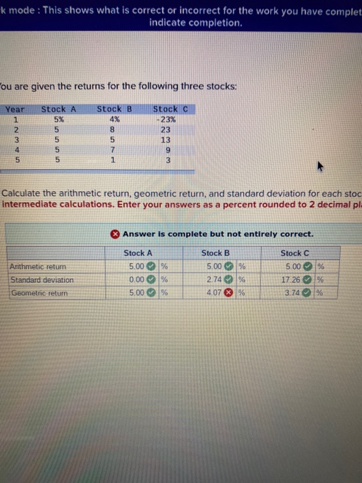 Solved calculate the arithmetic return, geometric return, | Chegg.com