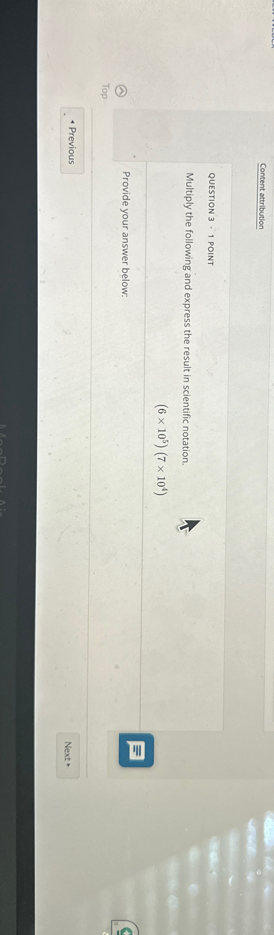 Solved Content attributionQUESTION 3 - 1 ﻿POINTMultiply the | Chegg.com