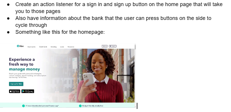 Solved Create an action listener for a sign in and sign up | Chegg.com