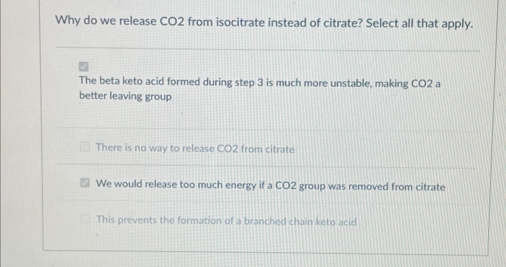 Solved Why do we release CO2 ﻿from isocitrate instead of | Chegg.com