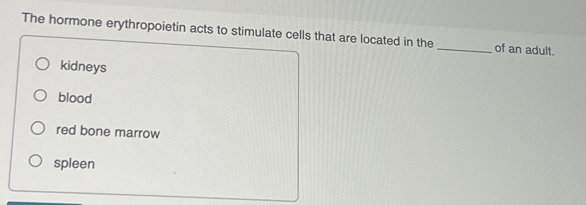 Solved The hormone erythropoietin acts to stimulate cells | Chegg.com